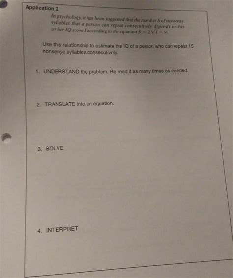Solved Application 2 In Prychology It Has Been Suggested