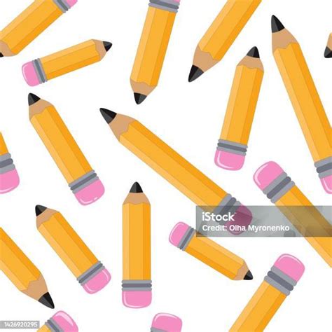 원활한 학교 노란 연필 패턴 플랫 스타일 벡터 일러스트레이션으로 돌아 가기 0명에 대한 스톡 벡터 아트 및 기타 이미지 0명