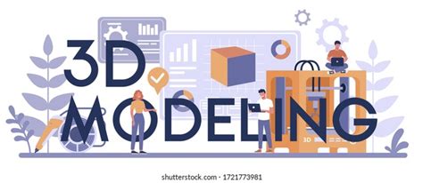 3d Modeling Technology Typographic Header Concept Stock Vector Royalty