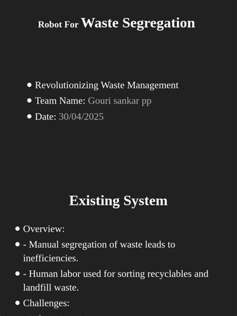 Waste Segregation Robot Presentation Gourisankar Pdf
