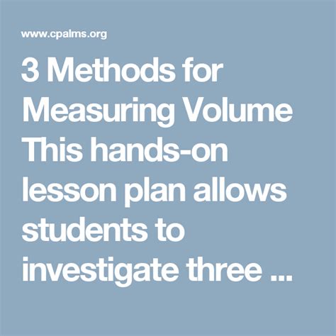 Methods For Measuring Volume
