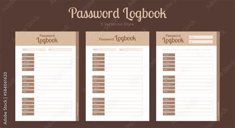 Password Log Book Template Set Set Of Password Log Template Password Tracker Template