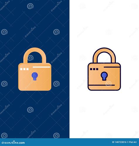Lock Computing Locked Security Icons Flat And Line Filled Icon Set Vector Blue Background