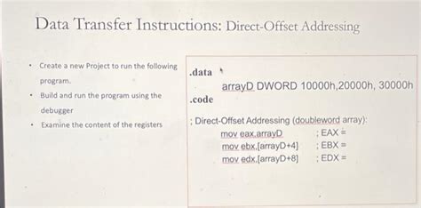 Solved Data Transfer Instructions Direct Offset Addressing