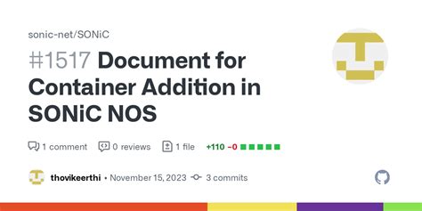 Document For Container Addition In Sonic Nos By Thovikeerthi · Pull