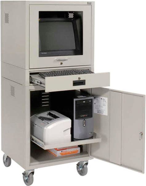 Global Industrial Mobile Security Computer Cabinet Gray
