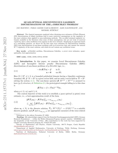 Pdf Quasi Optimal Discontinuous Galerkin Discretisations Of The P Dirichlet Problem