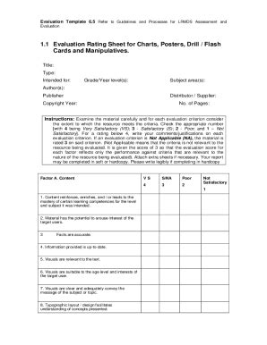Fillable Online 1 Evaluation Rating Sheet For Charts Posters Drill Flash Fax Email Print
