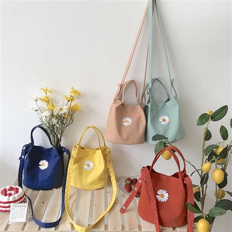 데이지버킷백 여름 캔버스 복조리 크로스 미니 에코백 추천 버킷백 숄더백 데일리백 핸드폰 가방