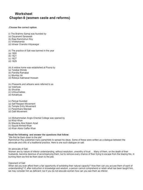 Class 8 Worksheet Pdf