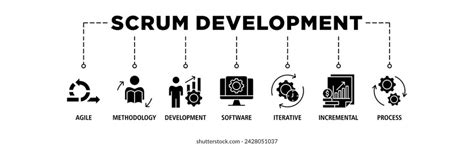 Scrum Development Banner Web Icon Set Stock Vector Royalty Free