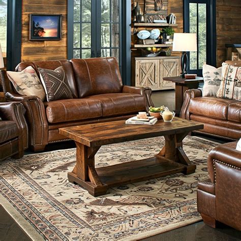 Weathered Wood Rustic Trestle Coffee Table