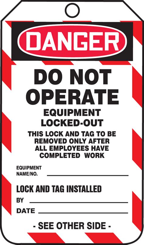 Do Not Operate Lockout Tagout Osha Danger Safety Tag Mdt241