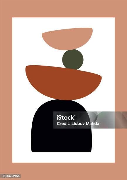 추상적인 중반 세기 포스터 현대 기하학적 인 유기 모양 미니멀 한 현대 미술 벡터 일러스트레이션 그래픽 프린트에 대한 스톡 벡터