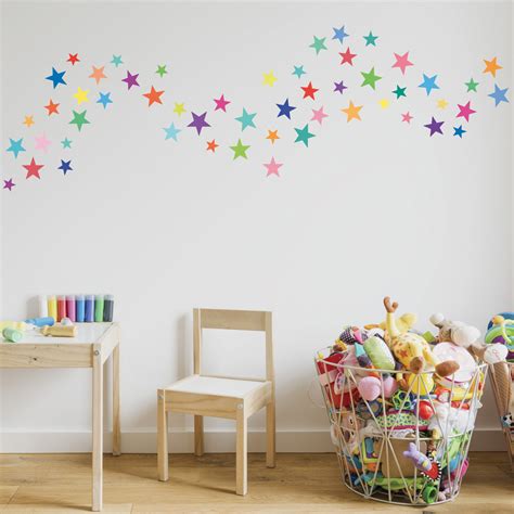 Wall Decals Stars Rainbow Colors Eco Friendly Fabric Removable And Reusa