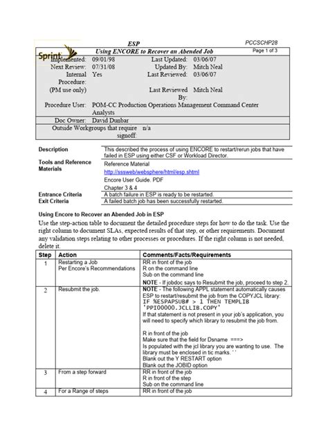Esp Encore To Recover Abend Jobs Pdf Information Technology