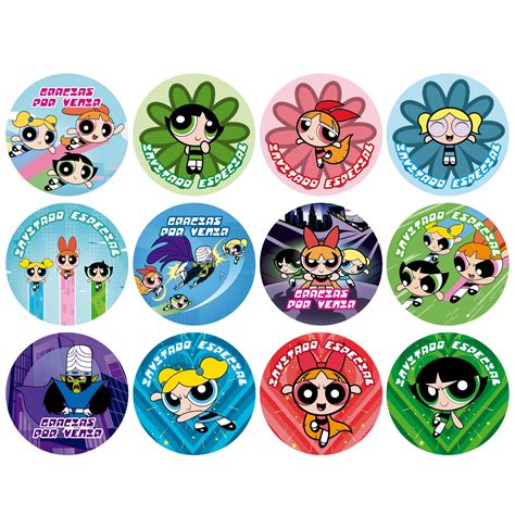 120 Stickers Etiquetas Chicas Superpoderosas Papel 7cm Pantufiesta