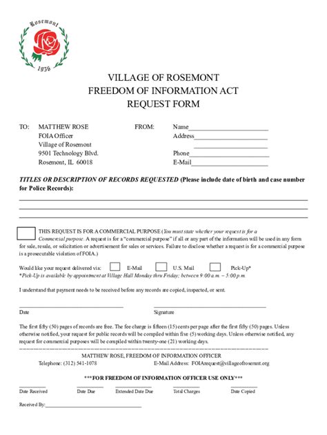 Fillable Online Rosemont Foia Request Form 2023 Freedom Of