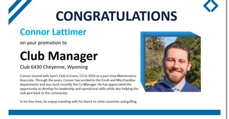 Scott Turner On Linkedin Congratulations Connor Lattimer For Your Promotion To Club Manager In