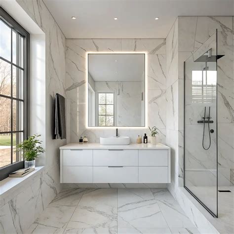 12 Cozy White Marble Tile Bathroom Ideas For Relaxing Vibes