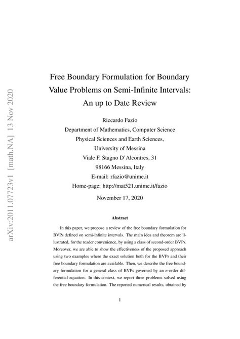 free boundary formulation for boundary value problems on semi infinite