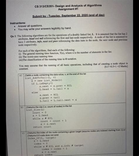 Solved Cs 313cs351 Design And Analysis Of Algorithms
