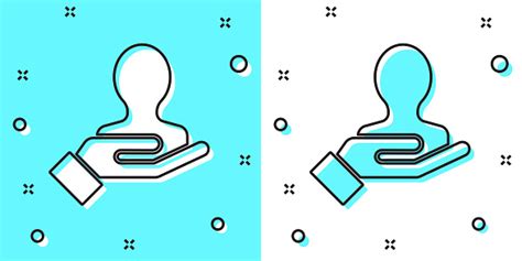 녹색과 흰색 배경에 격리 된 사람 아이콘을 검색하는 검은 선 손 모집 또는 선발 개념 직원 및 직업을 검색합니다 임의 동적 셰이프 벡터 일러스트레이션 가능성에 대한 스톡