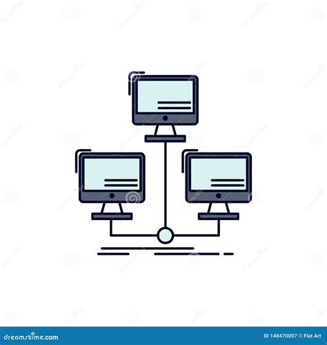 Database Distributed Connection Network Computer Flat Color Icon