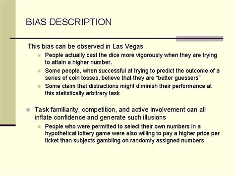 Bias 5 Illusion Of Control Bias Bias Description