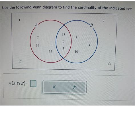 Use The Following Venn Diagram To Find The Cardinality Of The Indicated Set N A ∩ B
