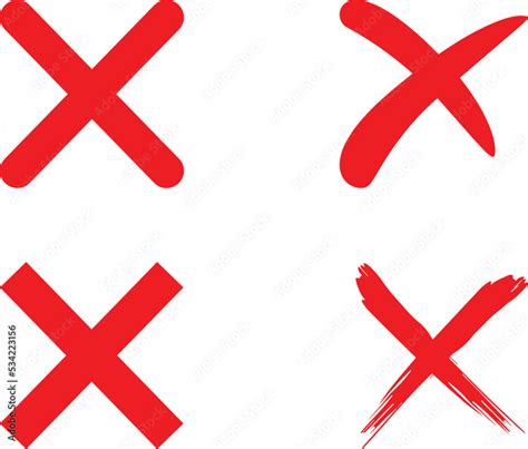 Red Wrong Symbol Red Cross X Reject Cancel Crossmark Icon Vector Set No Sign Flat Isolated