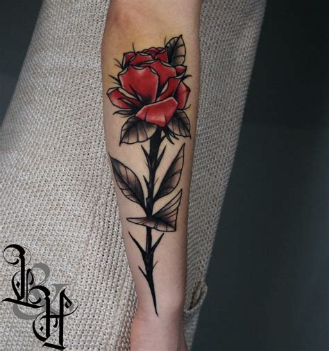 Single Rose Stem Tattoos Single Rose Tattoo Etsy