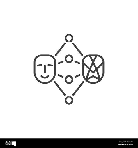 Neural Network Face Generation Vector Concept Outline Icon Or Symbol