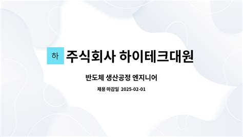 주식회사 하이테크대원 반도체 생산공정 엔지니어 더팀스