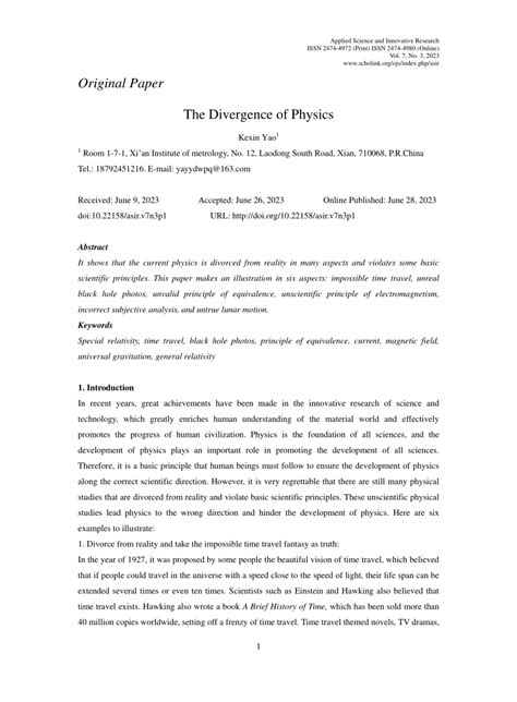 Pdf The Divergence Of Physics