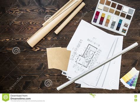 Work Area Of Space Designer Stock Image Image Of Tabletop Planning