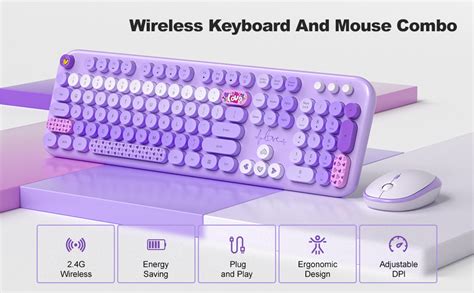 Mofii Wireless Keyboard And Mouse Combo Pale Purple Full Sized Plug And Play