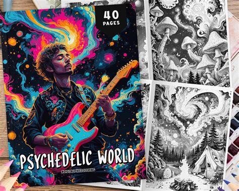 40 Psychedelic World Coloring Book Whimsical Coloring Book Dreamscape