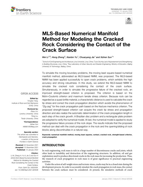 Pdf Mls Based Numerical Manifold Method For Modeling The Cracked Rock