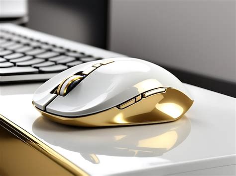 Premium Ai Image Stylish Luxury Computer Wireless Mouse Amp Keyboard In White And Gold Shiny