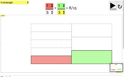 add and subtract fractions javascript html5 applet simulation model