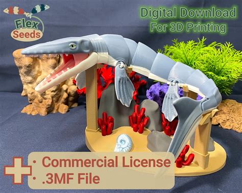 Flexi Mosasaurus Set Stl File For 3dprinting 3d Printed Toy Print In Place Etsy