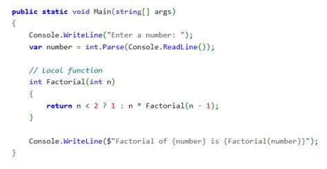 Use Local Functions In C To Encapsulate Logic To A Single Calling Method