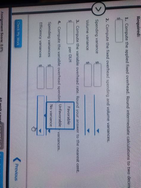 Solved Overhead Application Fixed And Variable Overhead