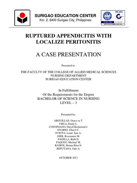 Ruptured Appendicitis Case Study Pdf Surgery Medical Ultrasound