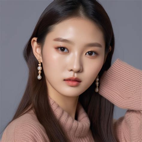 Premium Photo Beautiful Young Korean Model With Trendy Fashion