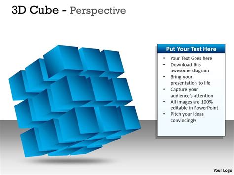 3d Blue Cube Perspective Ppt 2 Powerpoint Slide Presentation Sample Slide Ppt Template