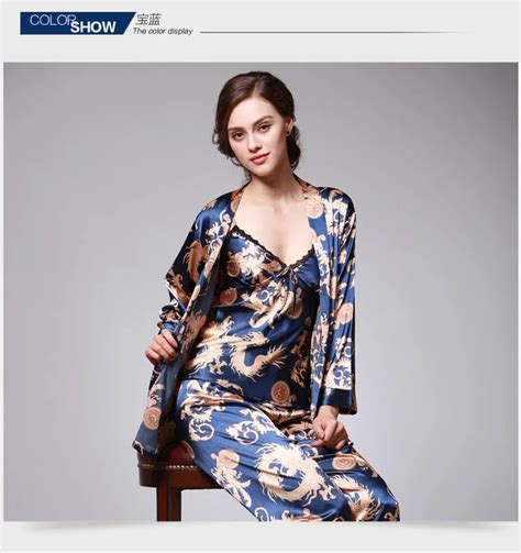Women Sexy Silk Satin Pajama Set 3 Pieces Print Pijama Set Summer