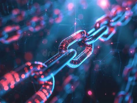 Futuristic Blockchain Network Abstract Geometric Chains Generative Ai