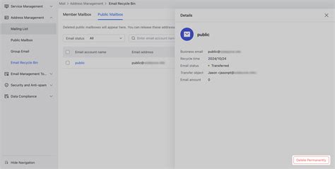 Admin Delete Public Mailboxes And Release Email Addresses